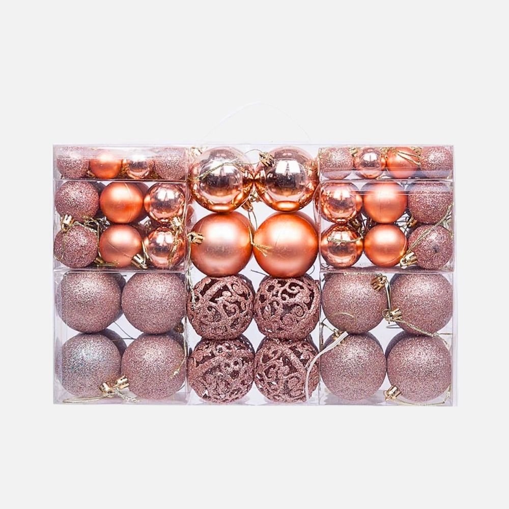 Lot de 100 boules de Noël rose gold | Fabrique de Noël